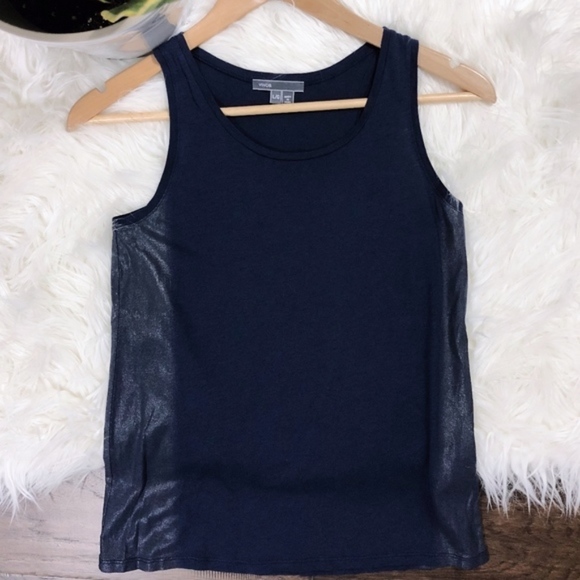 Vince | Tops | Vince Tank Top Navy Blue Paint Detailed Panel | Poshmark